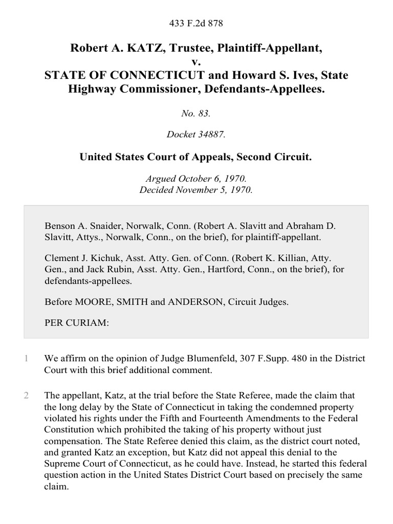 Robert A. Katz, Trustee v. State of Connecticut and Howard S. Ives ...