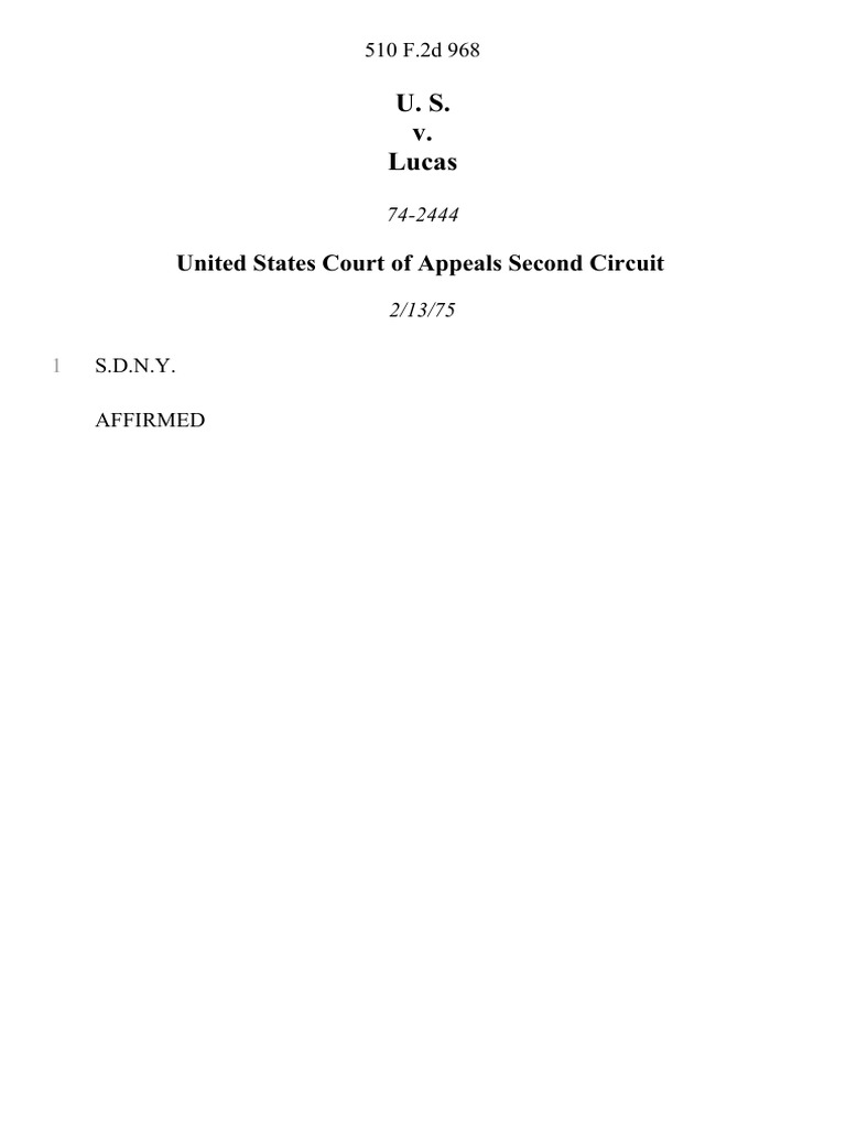 United States v. Lucas, 510 F.2d 968, 2d Cir. (1975) | PDF | Sports ...