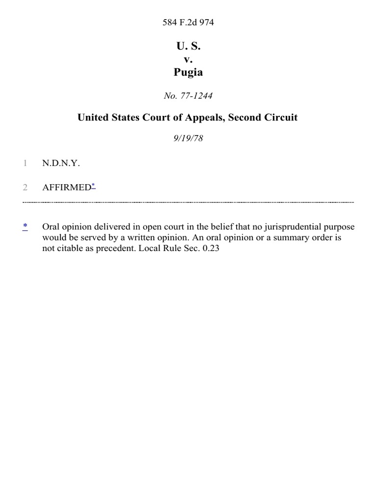 United States v. Pugia, 584 F.2d 974, 2d Cir. (1978) | PDF