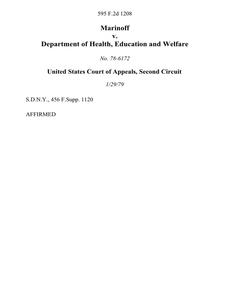 Marinoff v. Department of Health, Education and Welfare, 595 F.2d 1208 ...