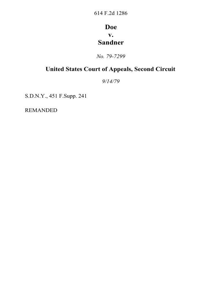 Doe v. Sandner, 614 F.2d 1286, 2d Cir. (1979) | PDF