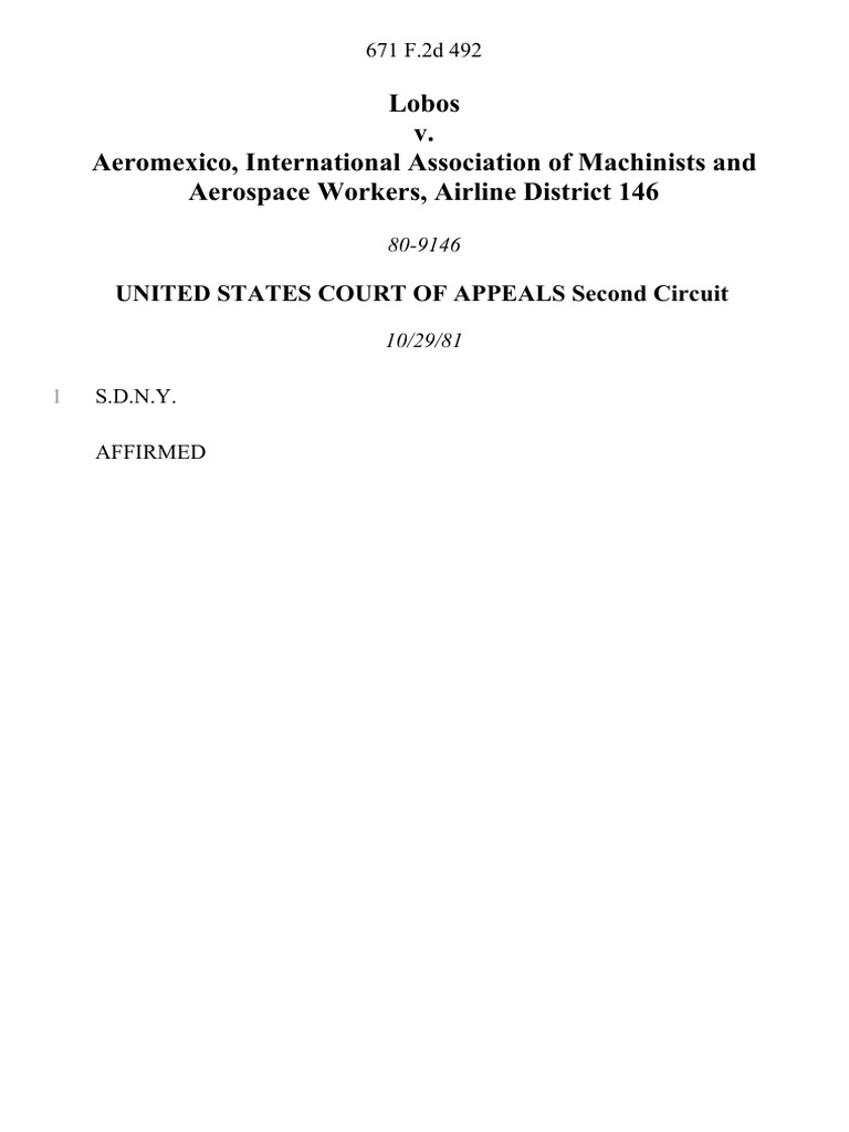 Lobos v. Aeromexico, International Association of MacHinists and ...