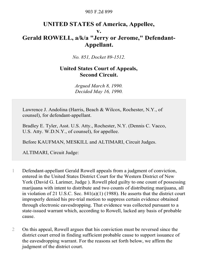 United States v. Gerald Rowell, A/K/A "Jerry or Jerome,", 903 F.2d 899 ...