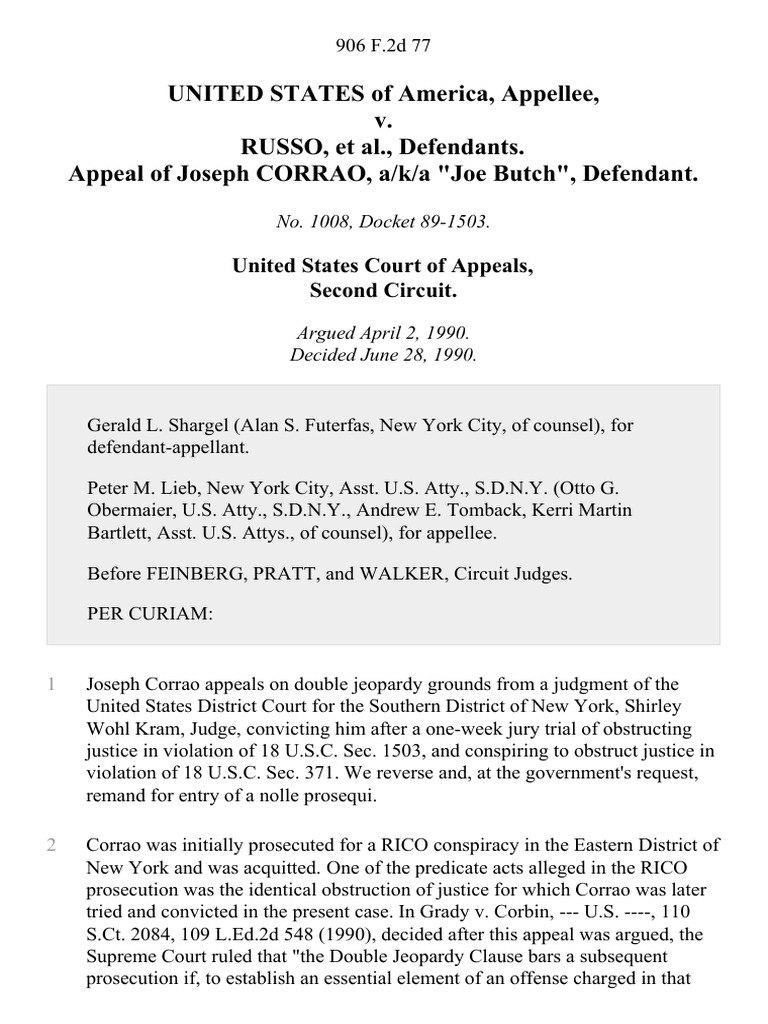 United States v. Russo, Appeal of Joseph Corrao, A/K/A "Joe Butch", 906 ...
