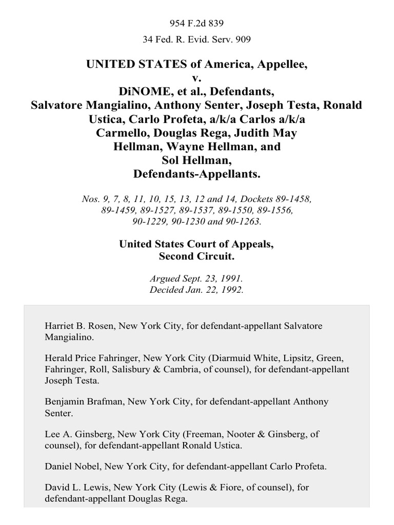 United States v. Dinome, Salvatore Mangialino, Anthony Senter, Joseph ...