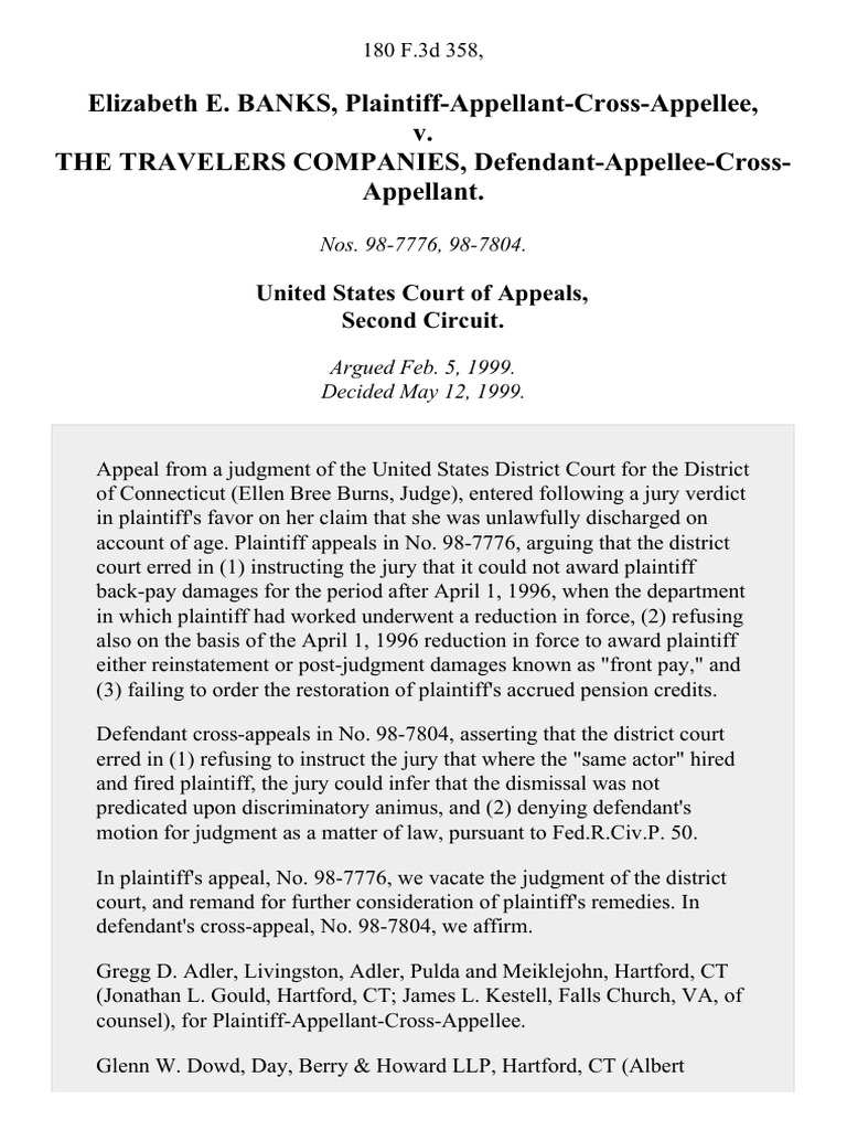 Elizabeth E. Banks, Plaintiff-Appellant-Cross-Appellee v. The Travelers ... Elizabeth E. Banks, Plaintiff-Appellant-Cross-Appellee v. The Travelers ...