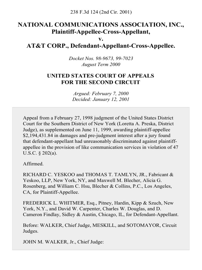 National Communications Association, Inc., Plaintiff-Appellee-Cross ...