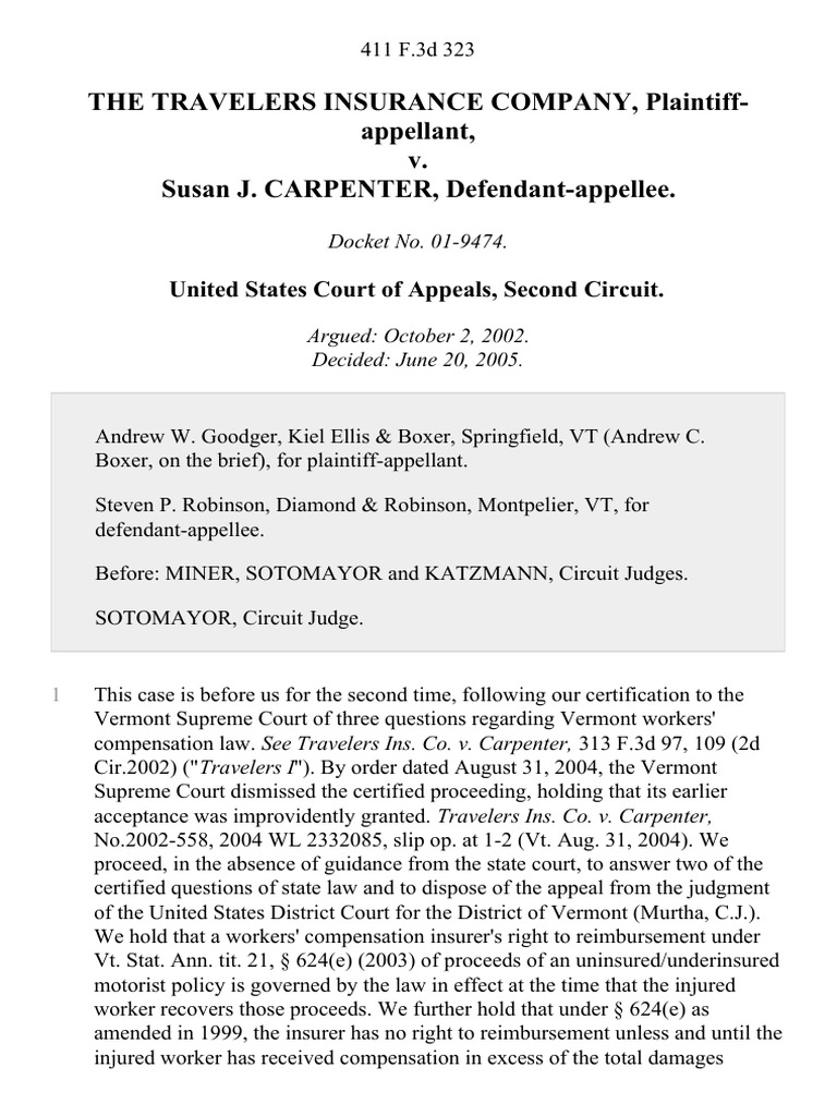 The Travelers Insurance Company v. Susan J. Carpenter, 411 F.3d 323, 2d ...