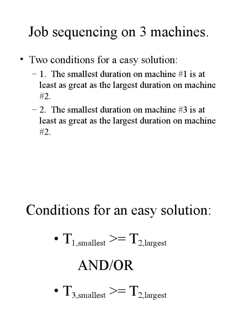 Job Sequencing On 3 Machines.: - Two Conditions For A Easy Solution ...