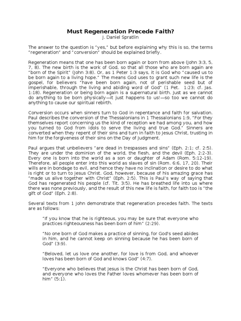Must Regeneration Precede Faith? | PDF | Born Again | Sin
