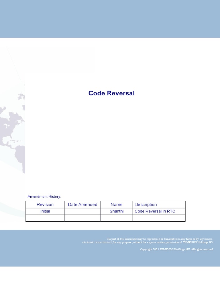 Code Reversal: Revision Date Amended Name Description | PDF | Computers