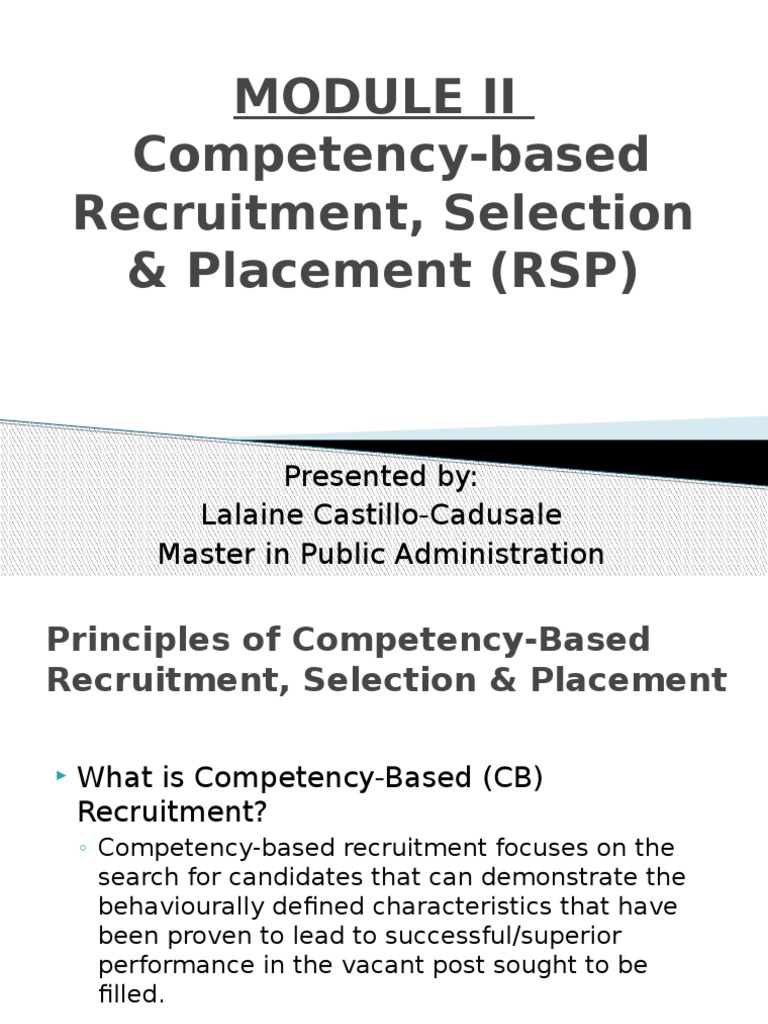 MODULE II-Competency Based Recruitment, Selection and Placement | PDF ...