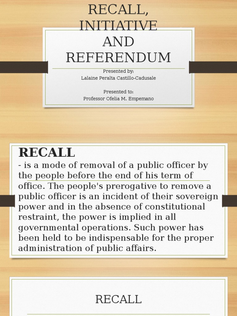 Recall, Initiative, Referendum | Initiative | Voting