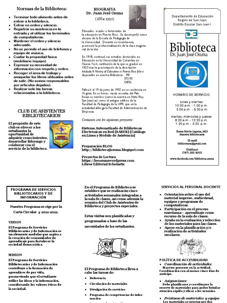 Opúsculo BibliotecaOSUNA | PDF | Bibliotecas | San Juan