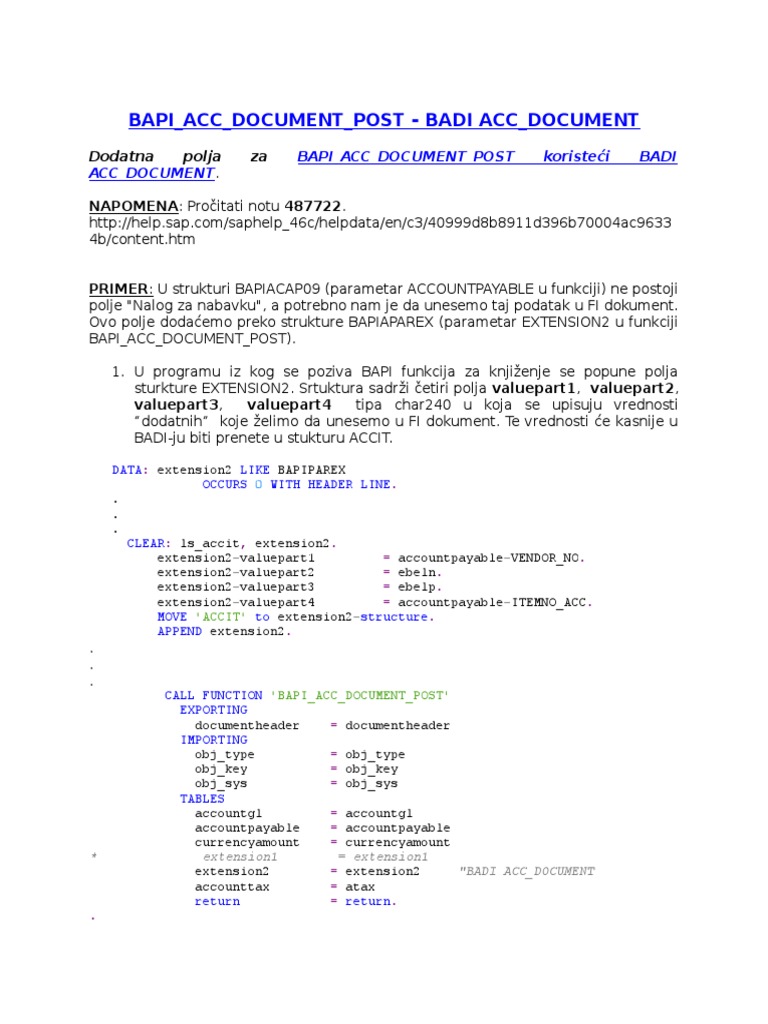 Bapi - Acc - Document - Post - Badi Acc - Document | PDF