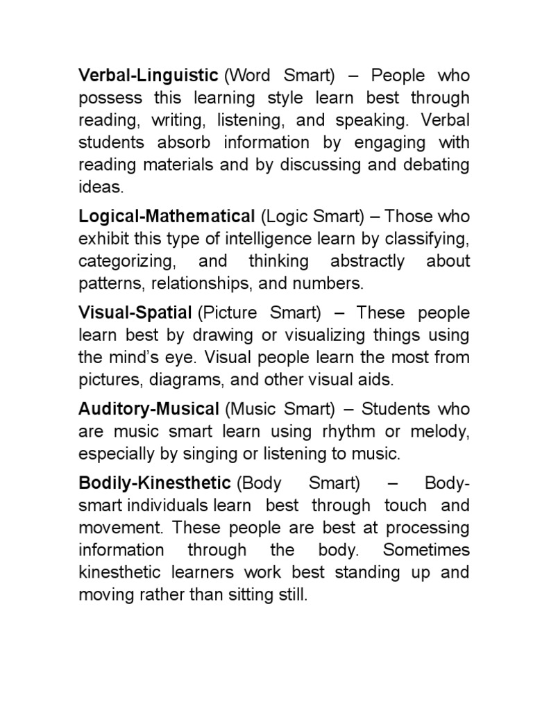 Verbal-Linguistic (Word Smart) - People Who | PDF | Career & Growth ...