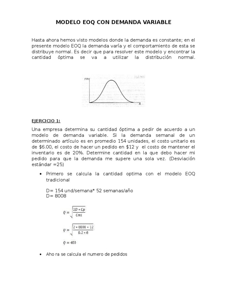 Modelo Eoq Con Demanda Variable | PDF | Inventario | Economias
