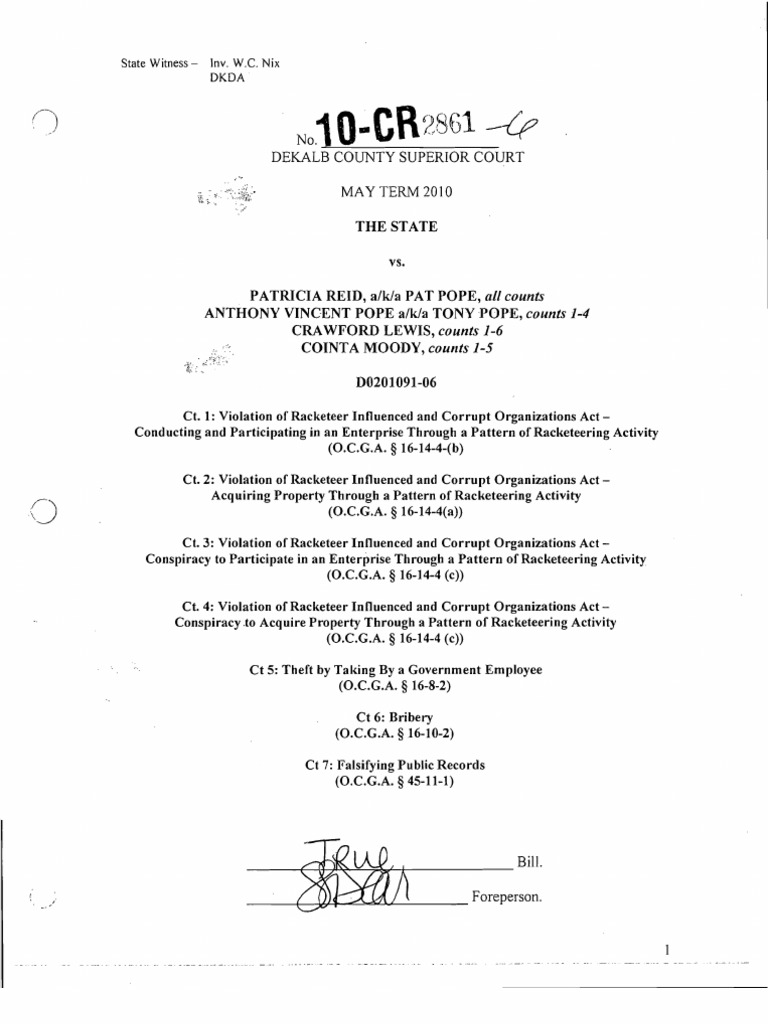 Crawford Lewis DeKalb RICO Indictment | PDF | Racketeer Influenced And ...