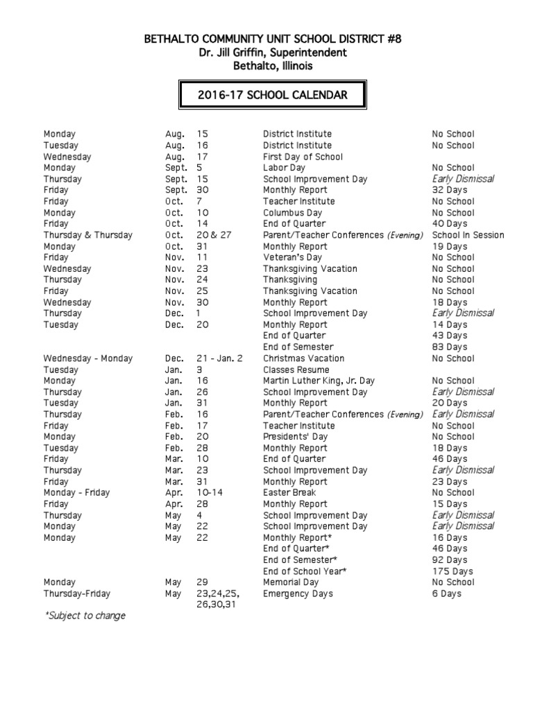 2016-17 Calendar | PDF