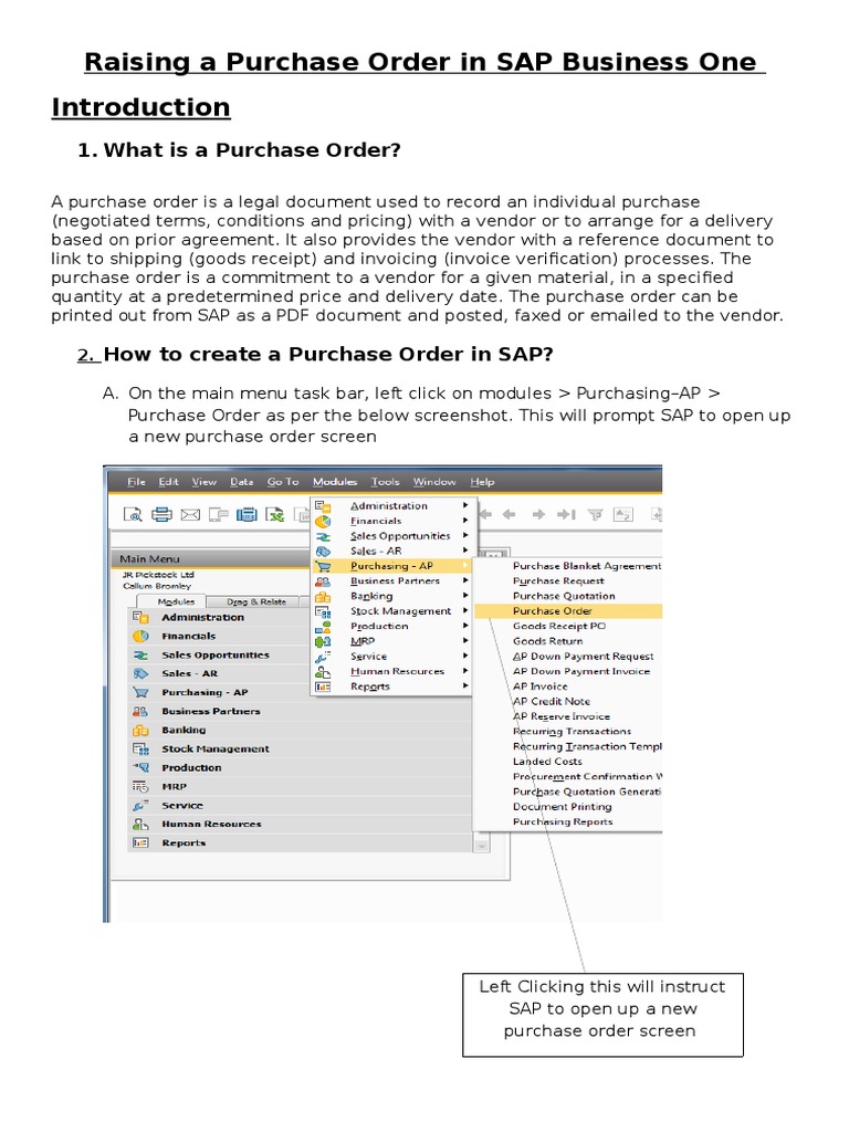 Purchase Orders Guide SAP | Databases | Procurement