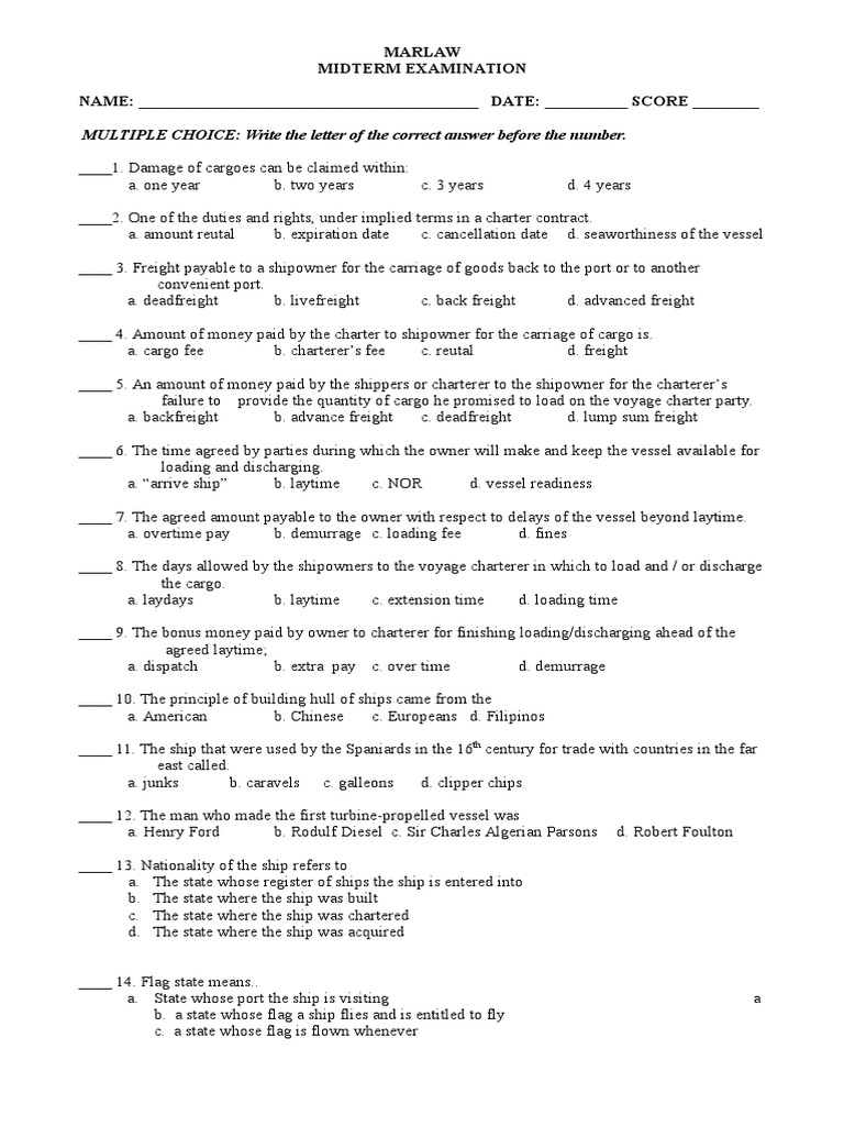 MARLAW | PDF | Bill Of Lading | Admiralty Law