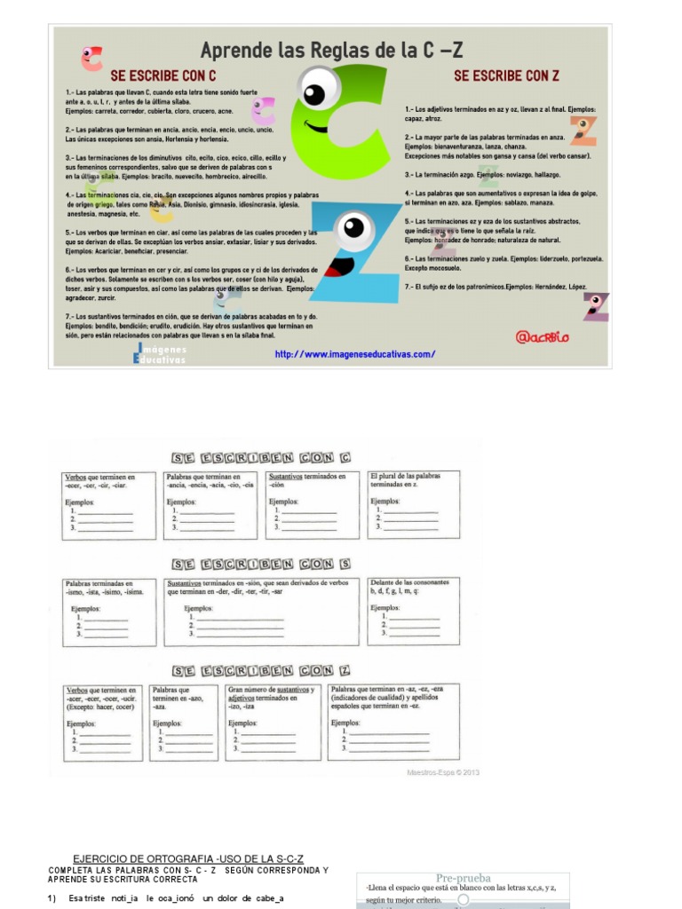 Ejercicio de Ortografia C S Z | PDF