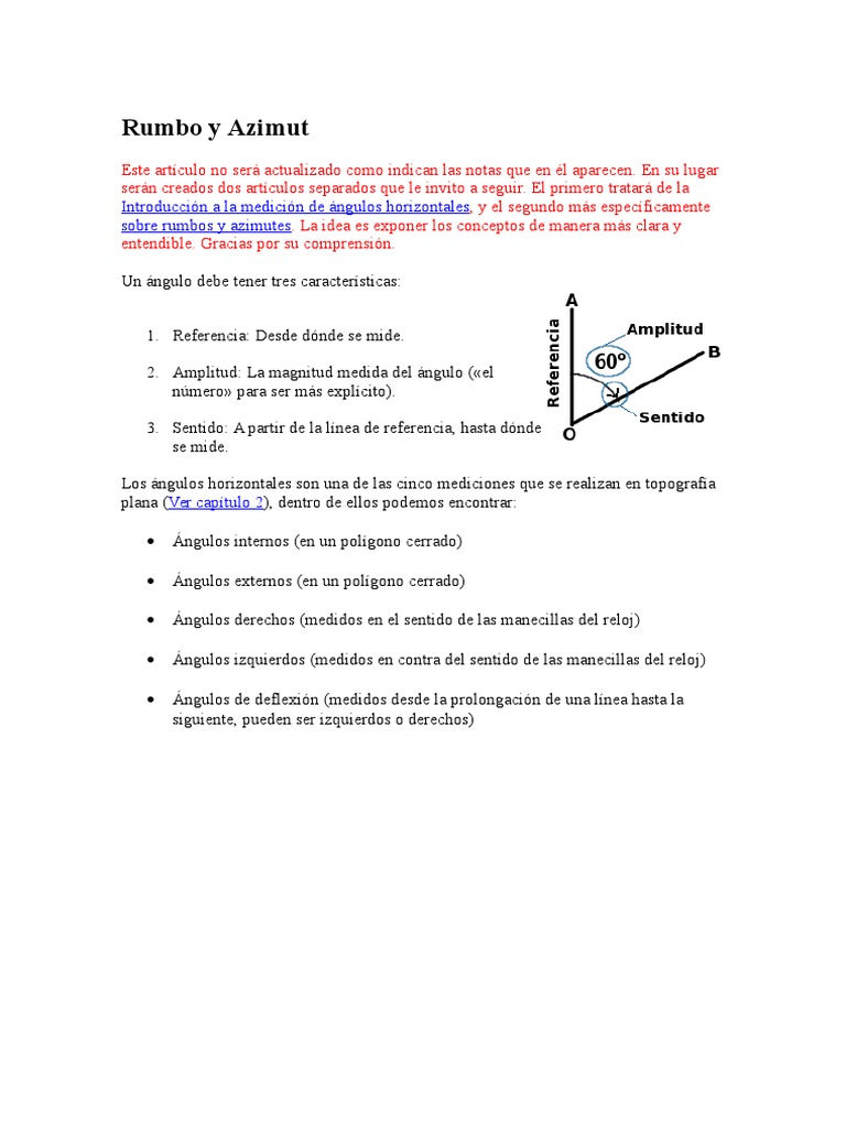 Rumbo y Azimut en Topografía | PDF | Azimut | Campo magnético de la tierra