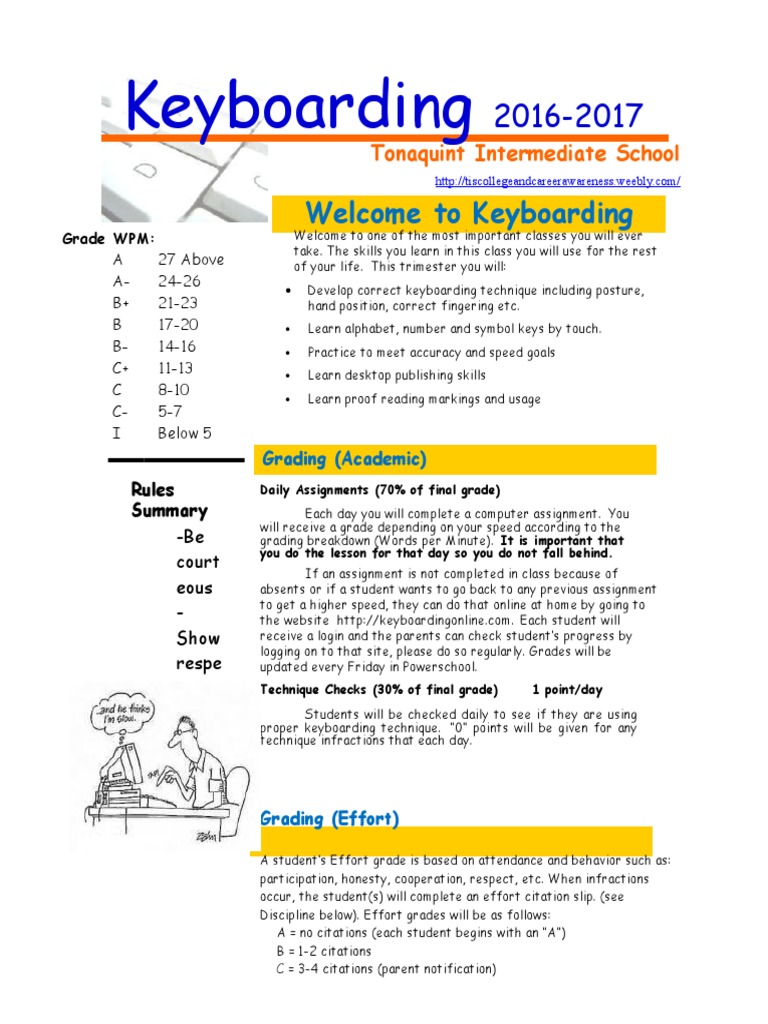 Welcome To Keyboarding | PDF | Teachers | Learning