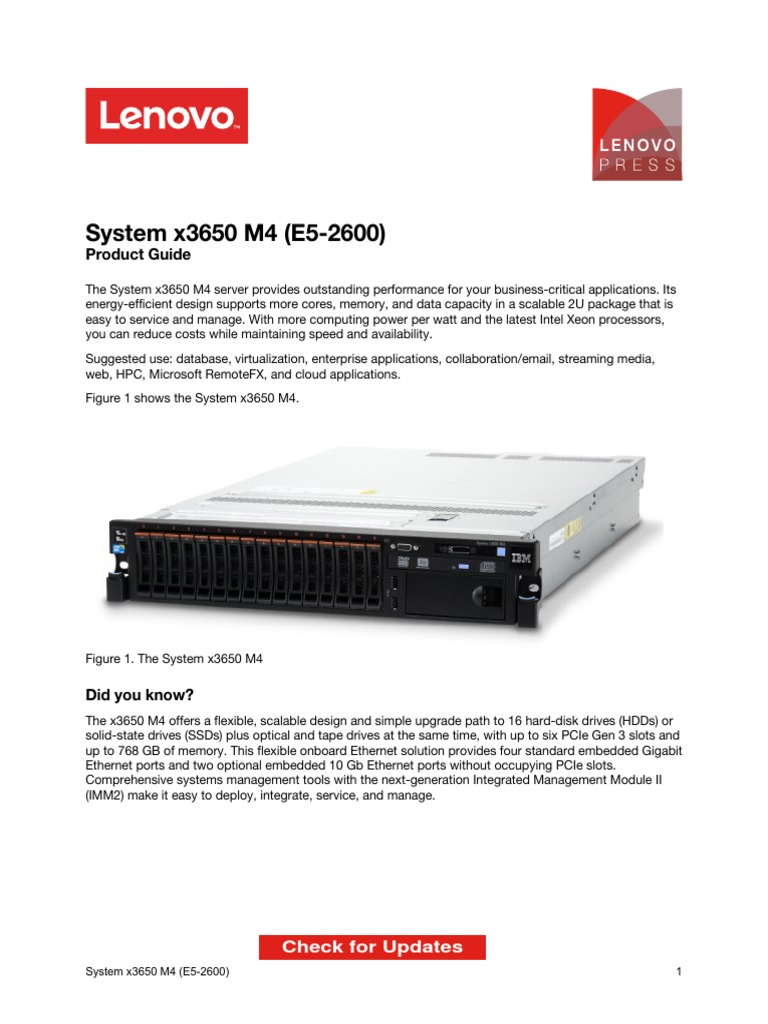 IBM System x3650 M4 V1 Type 7915 - Product Guide | PDF | Solid State ...