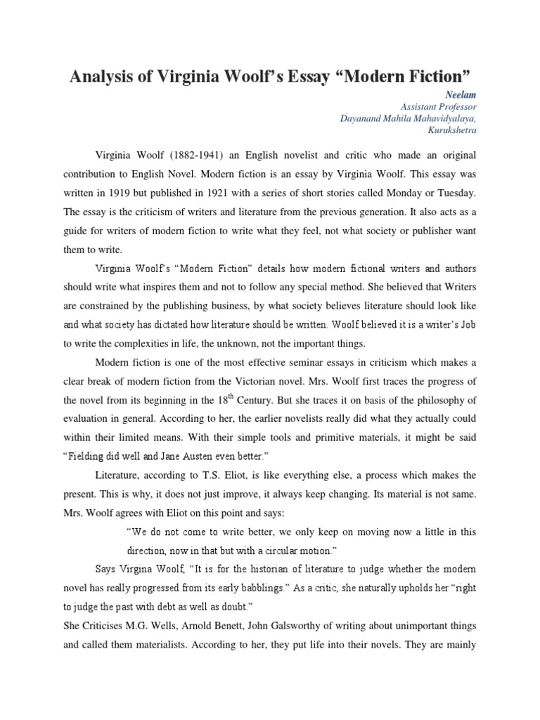 Virginia Woolf's Modern Fiction Analysis | PDF | Novelists | Science