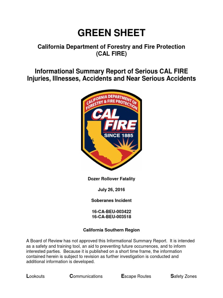Cal Fire Report On Soberanes Fire Fatality | PDF | Traffic Collision ...