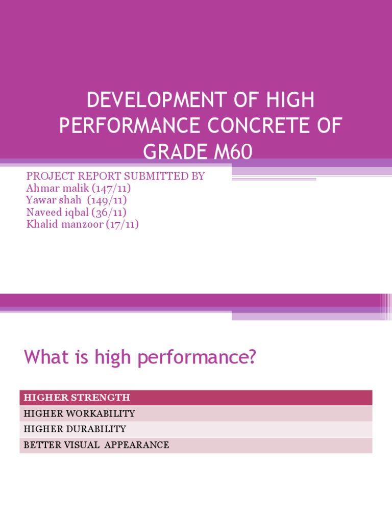 Development of High Performance Concrete of Grade M60 | PDF | Concrete ...