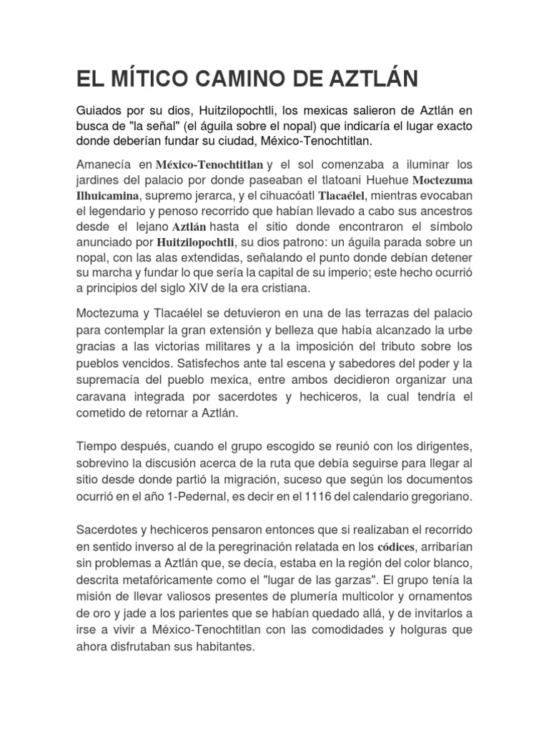El Mítico Camino de Aztlán | PDF | azteca | Mesoamérica