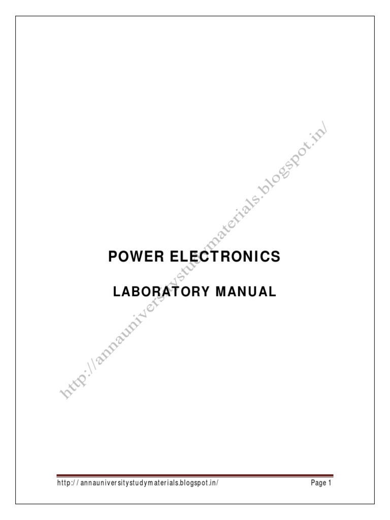 Power Electronics Lab Manual | PDF | Field Effect Transistor | Mosfet