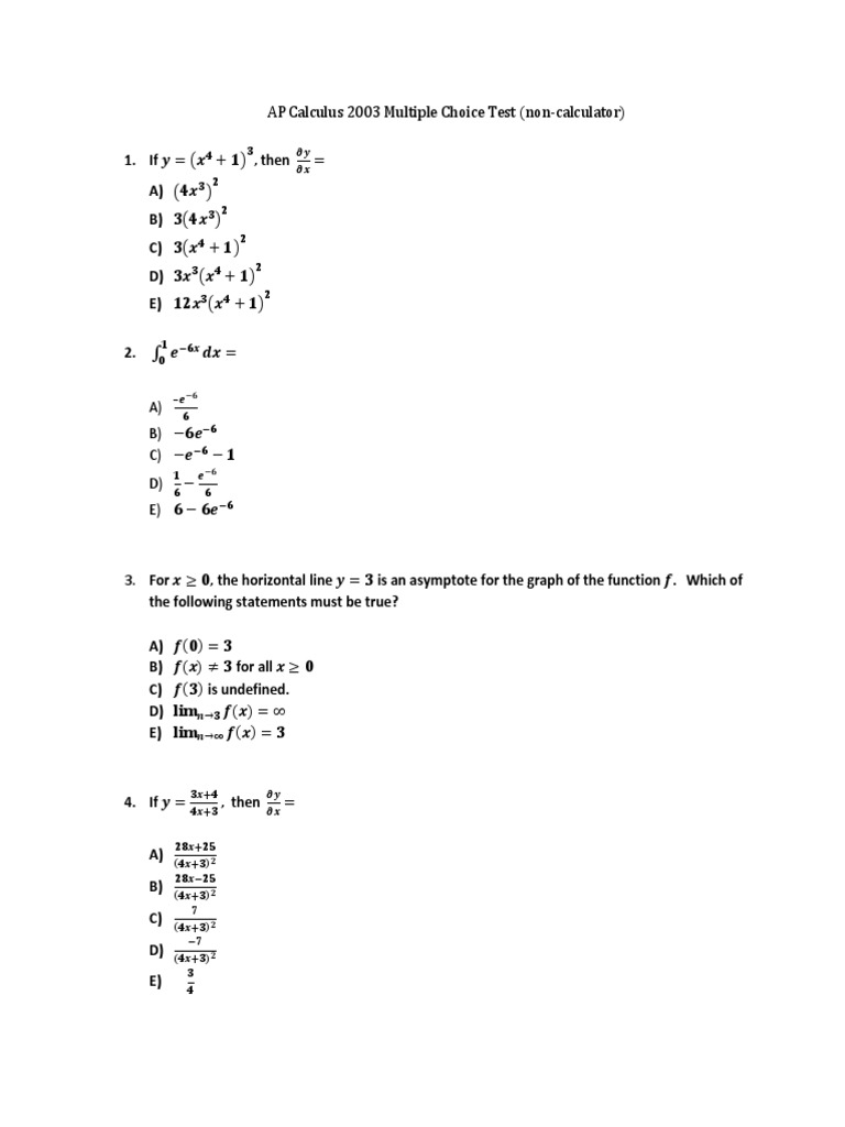 MCQ Sample 1 | PDF | Derivative | Tangent