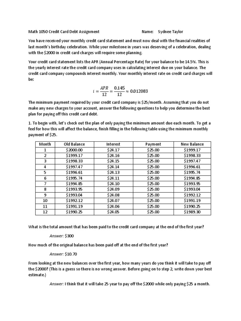 Credit Card Debt Repayment Analysis | PDF | Credit (Finance) | Interest