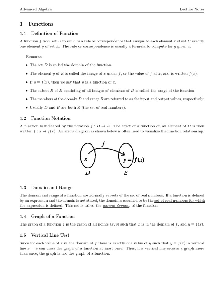 1 Functions 1 1 Definition Of Function Pdf Polynomial Function Mathematics