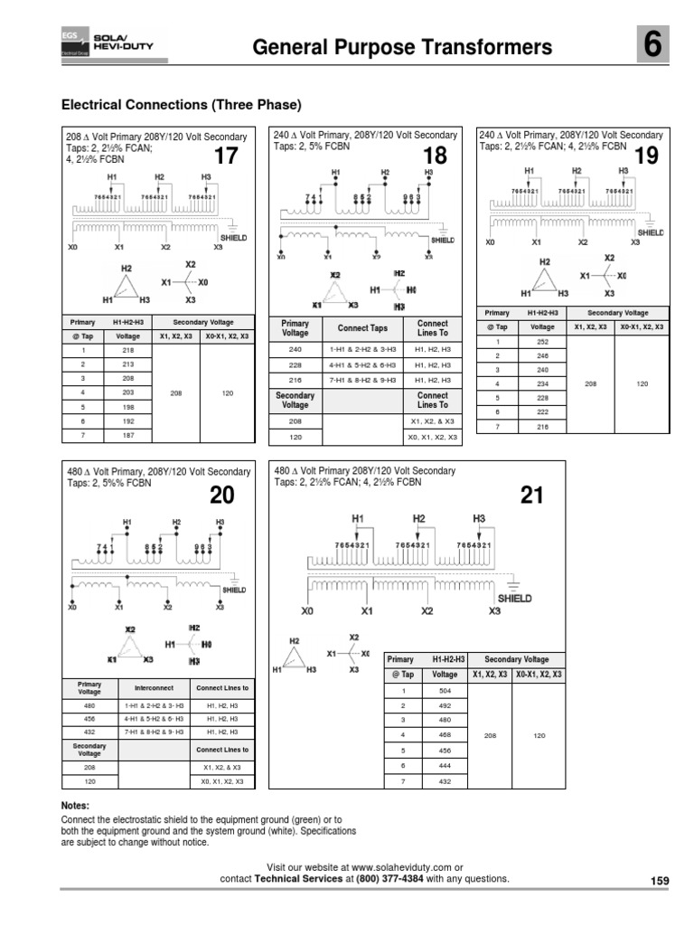 General Purpose Transformers: Electrical Connections (Three Phase ...