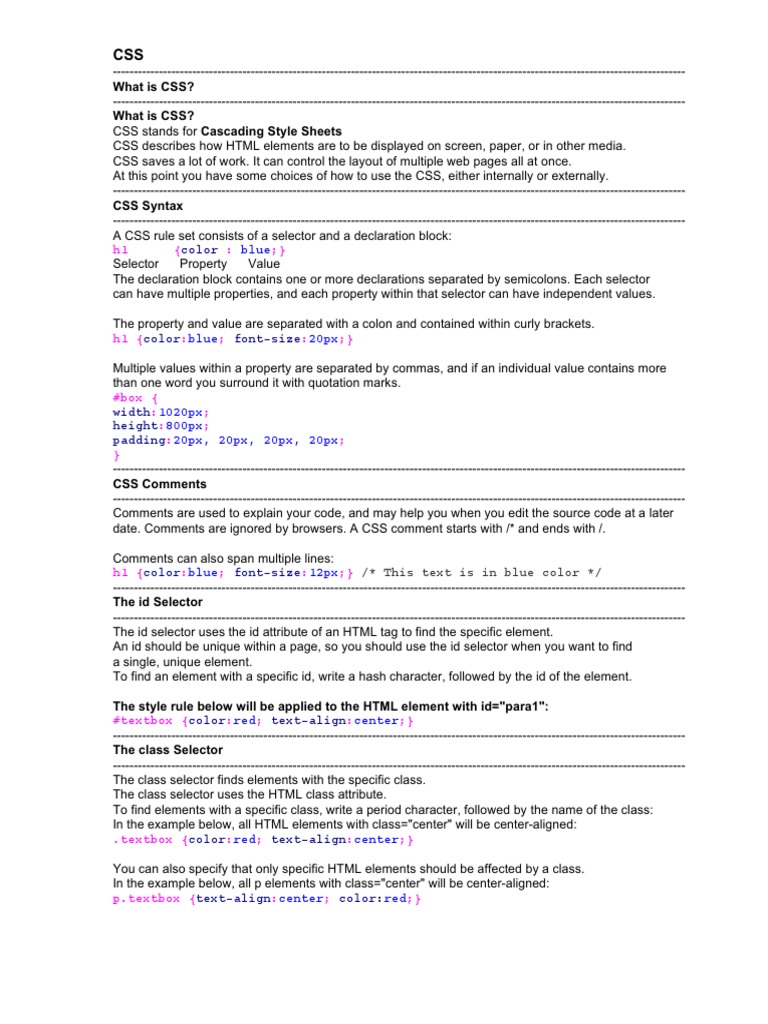 What Is CSS? What Is CSS?: Color | PDF | Cascading Style Sheets | Html ...