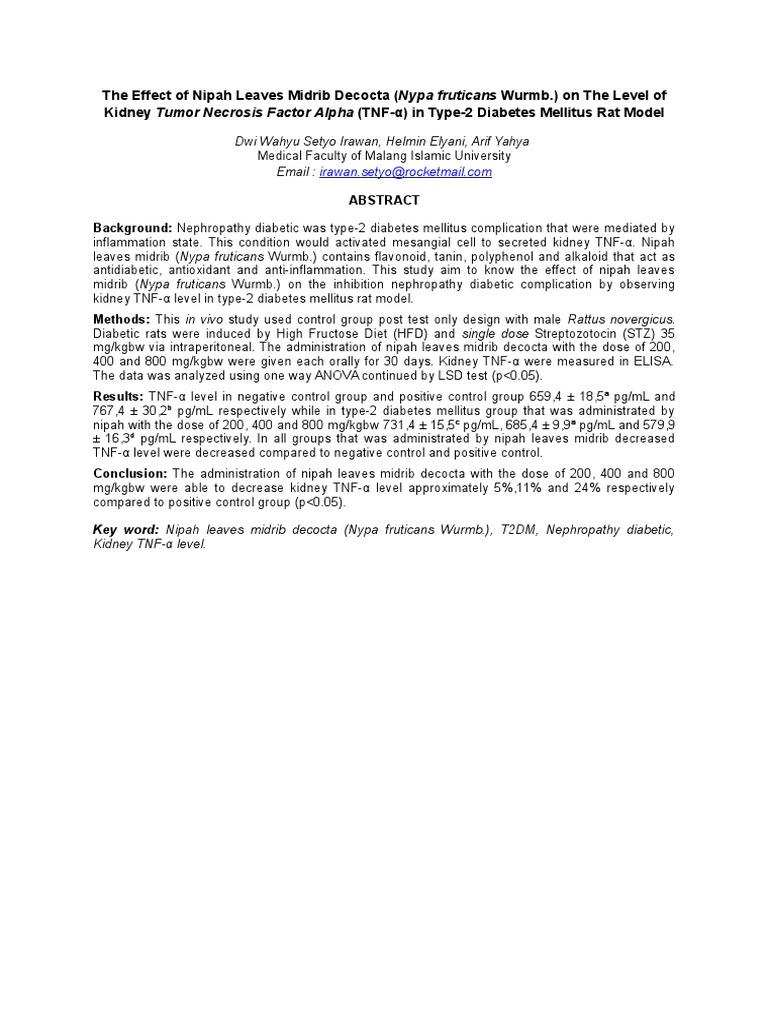 The Effect of Nipah Leaves Midrib Decocta (Nypa fruticans Wurmb.) on ...