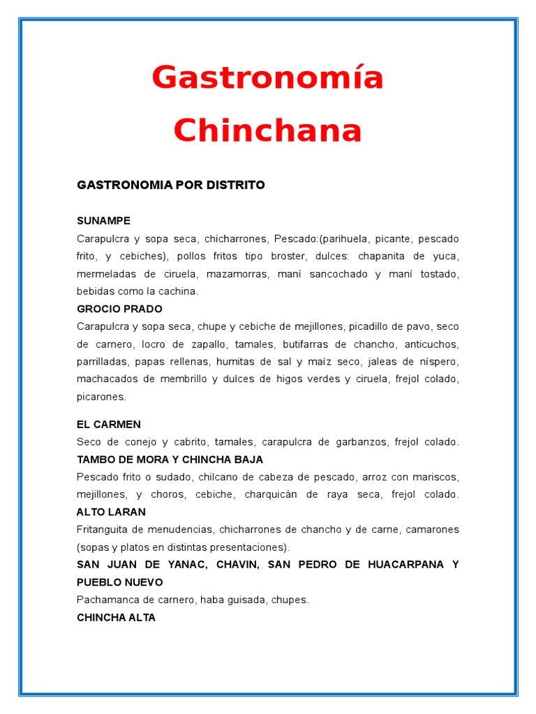 Gastronomía de Chincha | PDF | Cocina de las Americas | Cocina occidental