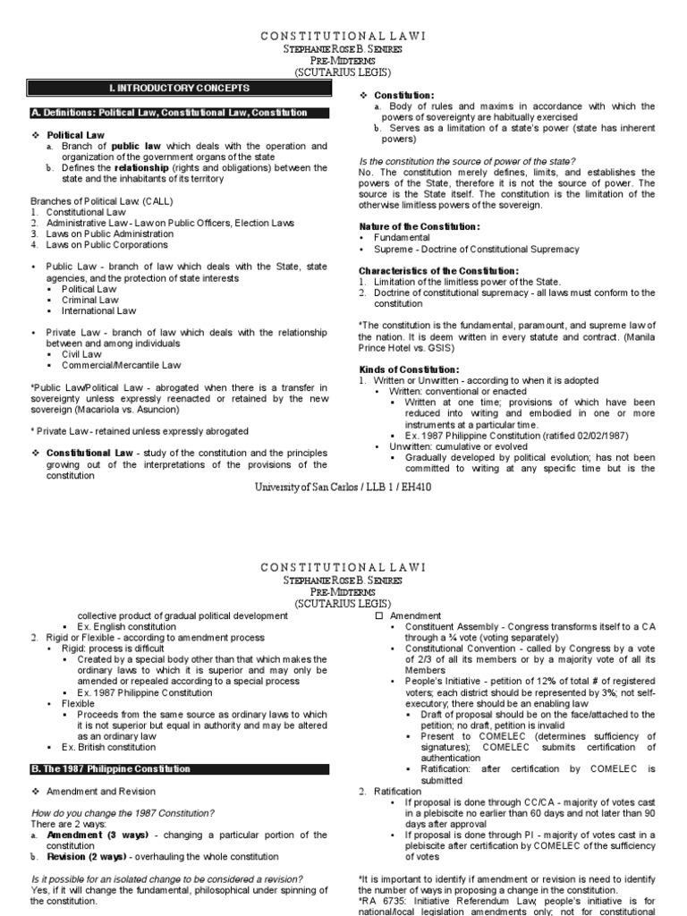 Constitutional Law 1 Notes-Scutarius PDF | PDF