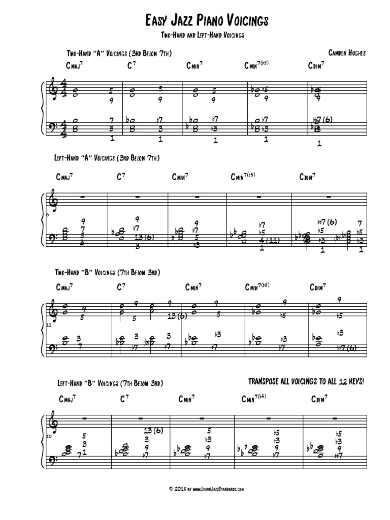 Easy Jazz Piano Voicings | PDF | Music Theory | Box Zithers