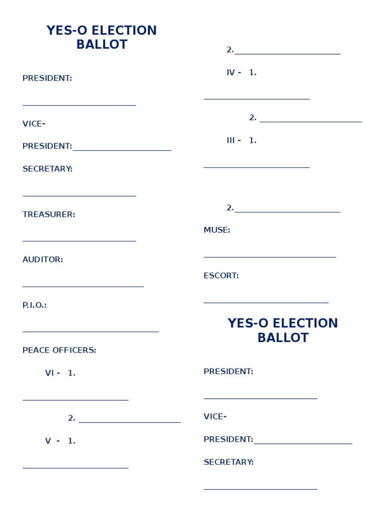 Election Ballot for the YES-O Student Organization | PDF