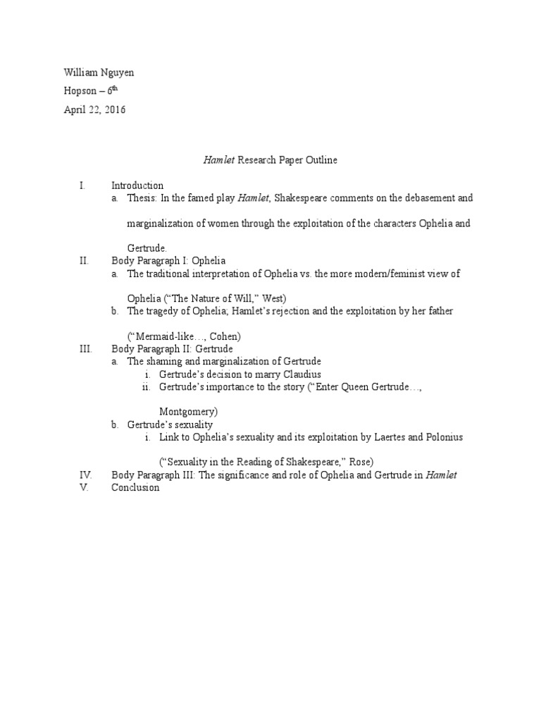 Hamlet Outline | PDF