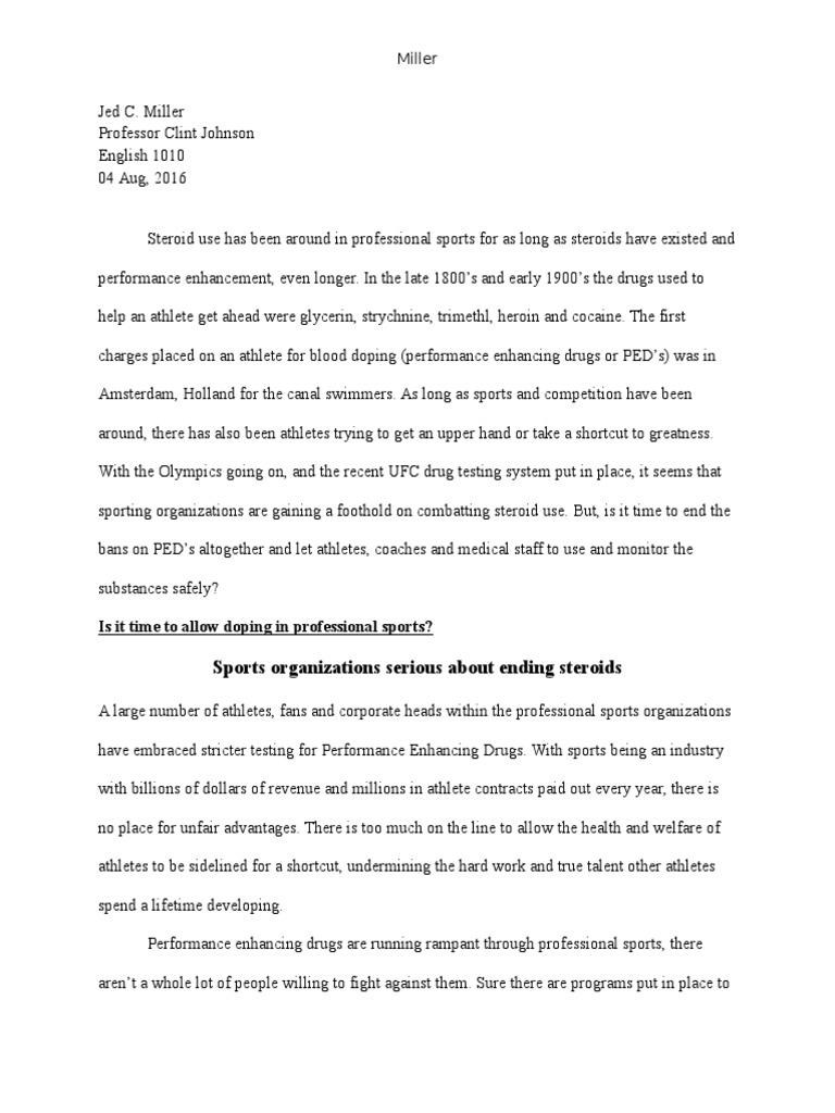 The Steroid Debate in Professional Sports | PDF | Doping In Sport ...