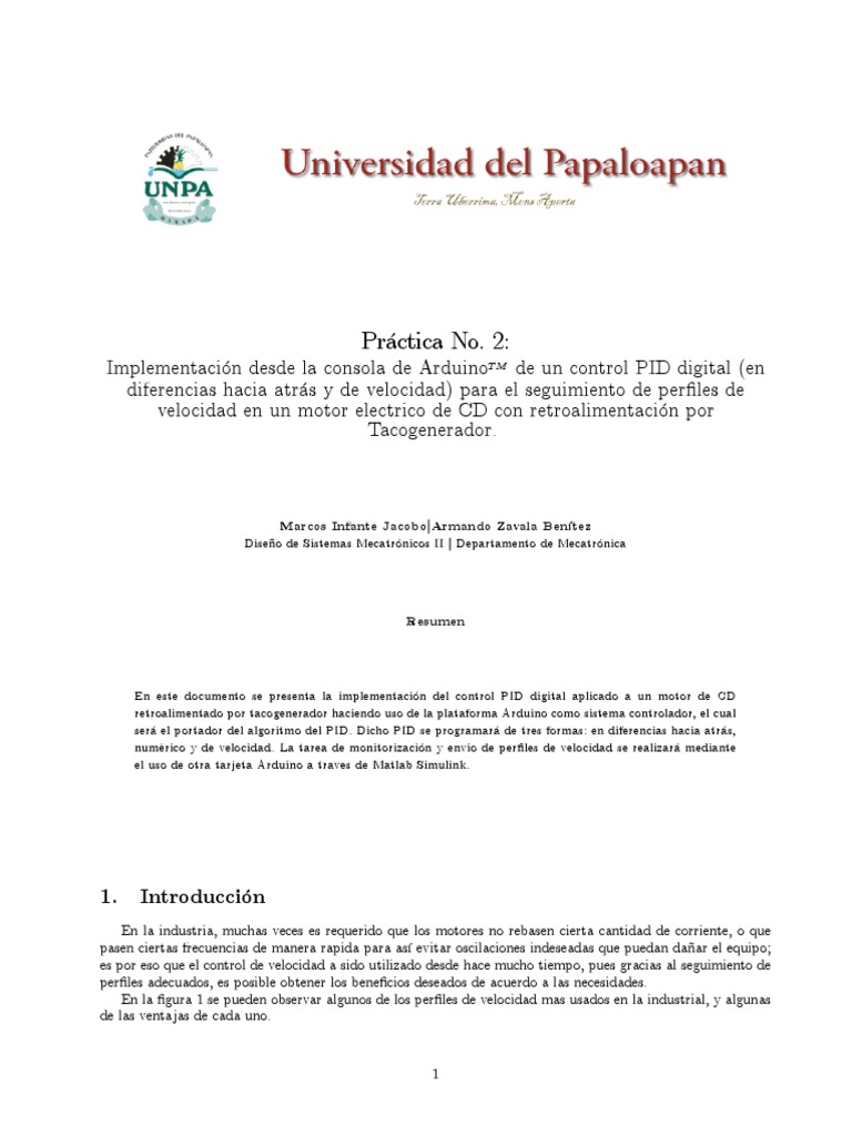 Control PID Digital para La Velocidad de Un Motor | PDF | Arduino ...