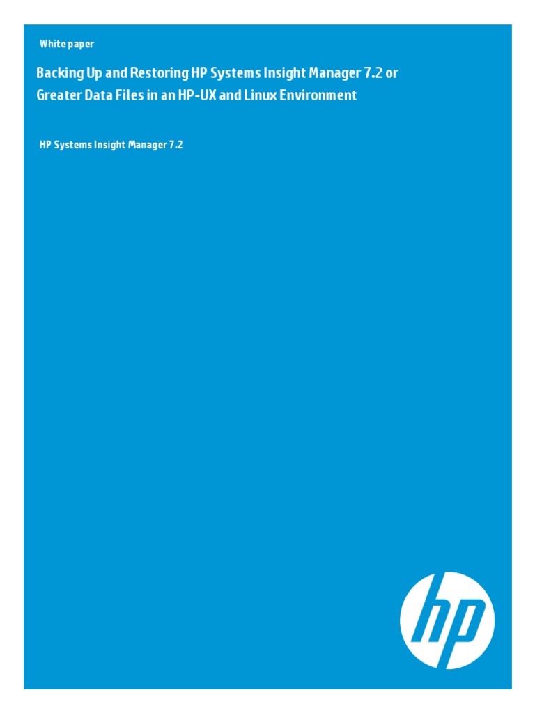 Backing Up and Restoring HP Systems Insight Manager 7.2 or Greater ...