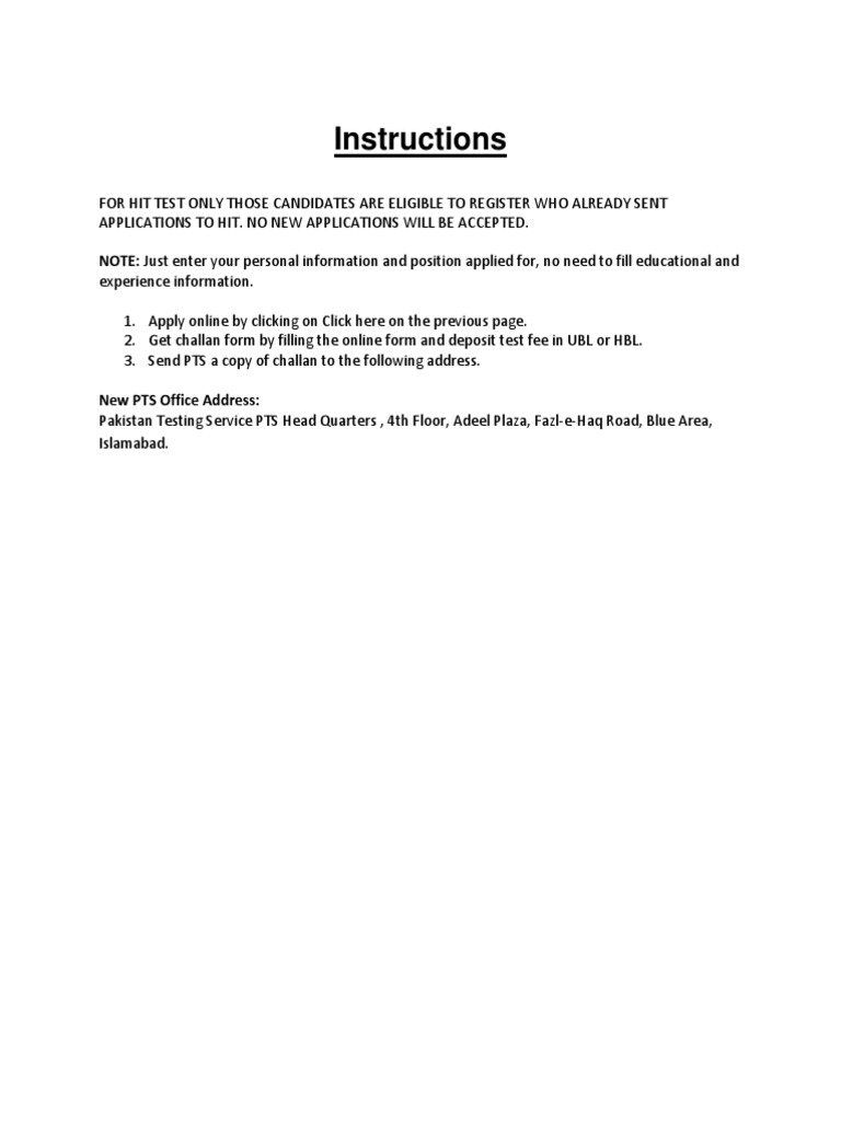 Heavy Industries Taxila Test PTS Instructions | PDF | Business ...