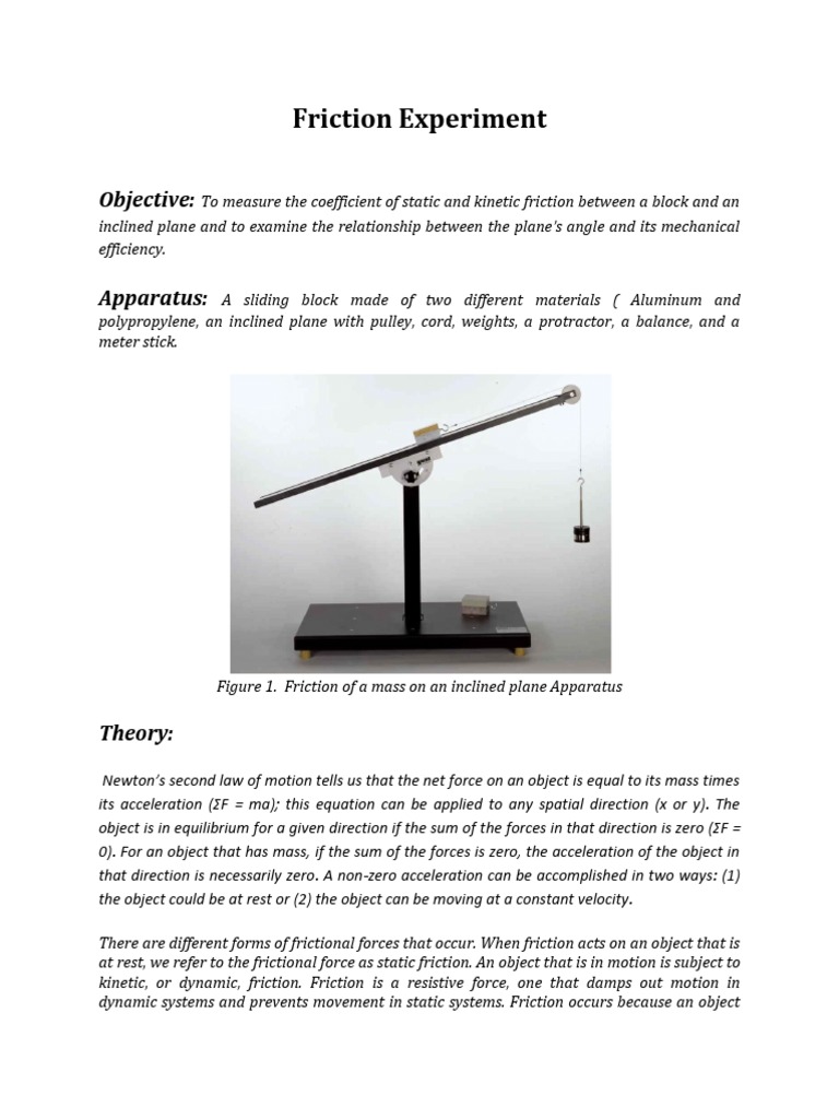 Friction Experiment | PDF | Friction | Force